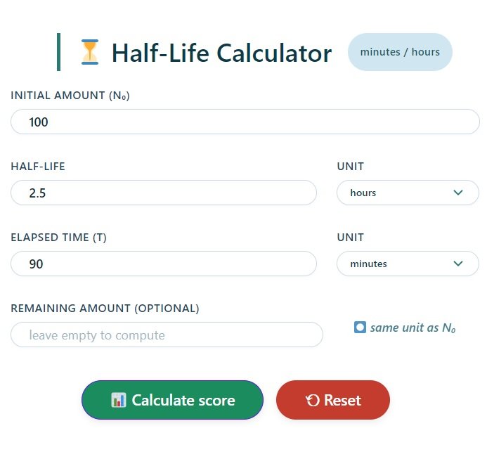 Half-Life Calculator | Free Radioactive Decay Tool