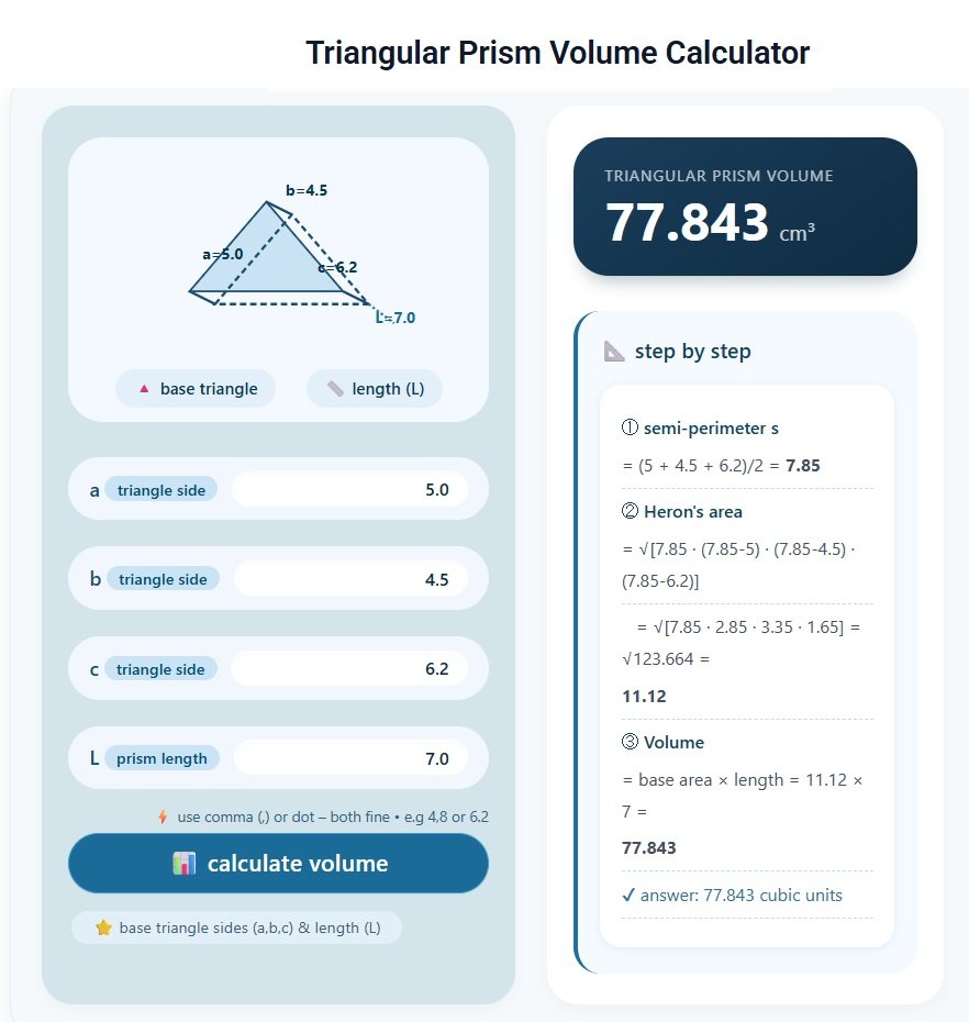 Triangular Prism Volume Calculator with Steps & Formula
