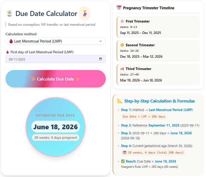 Pregnancy Due Date Calculator (With Trimester Dates)