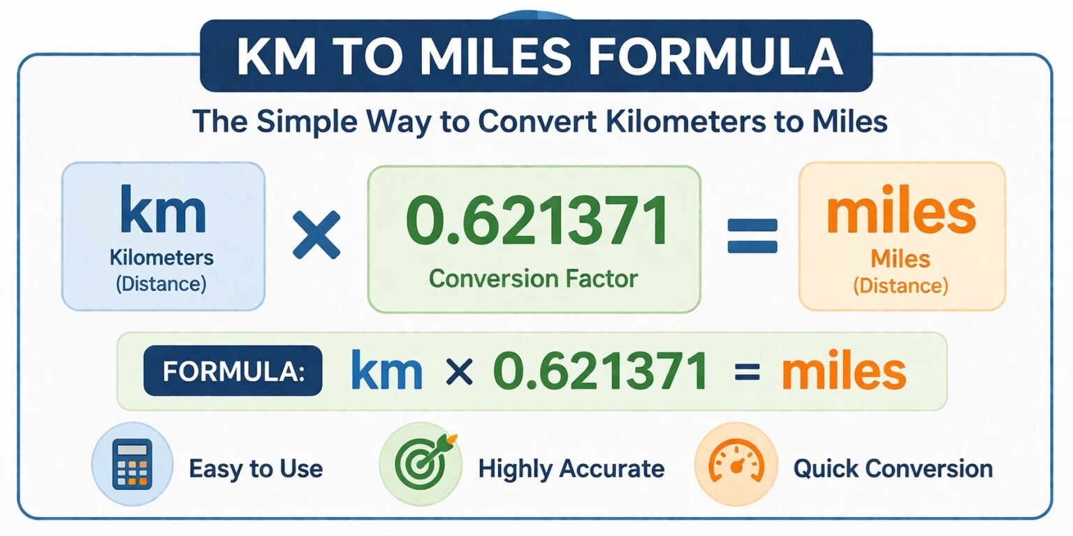 Kilometer to Mile Converter (km to miles) + Formula & Chart